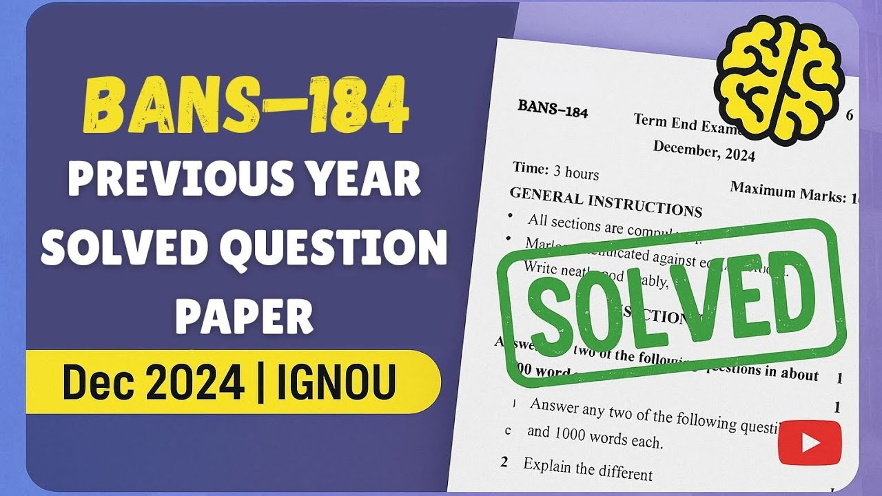 BANS–184 Solved Question Paper | Dec 2024 | IGNOU Previous Year ...