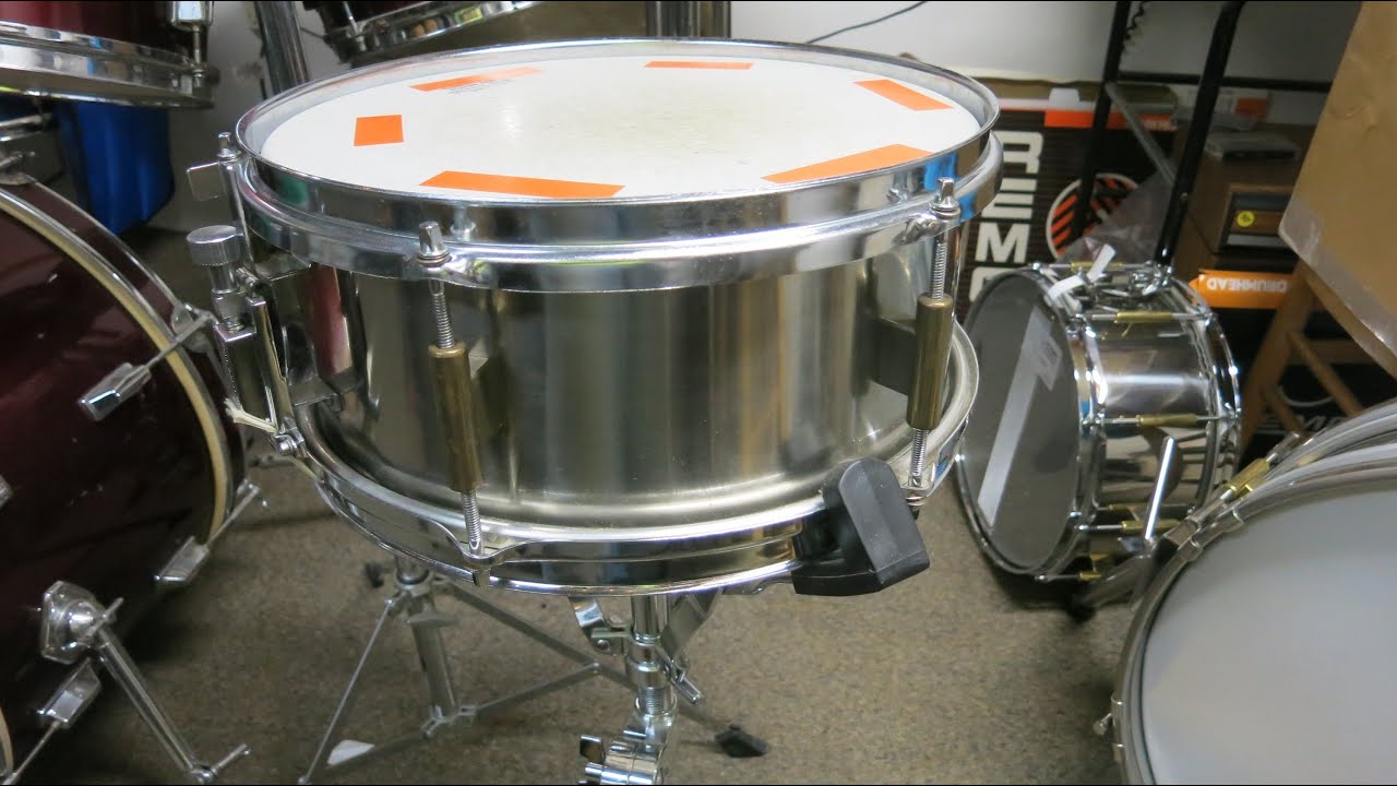 Snare 12 inch homemade stainless steel and stationary hi hat - YouTube