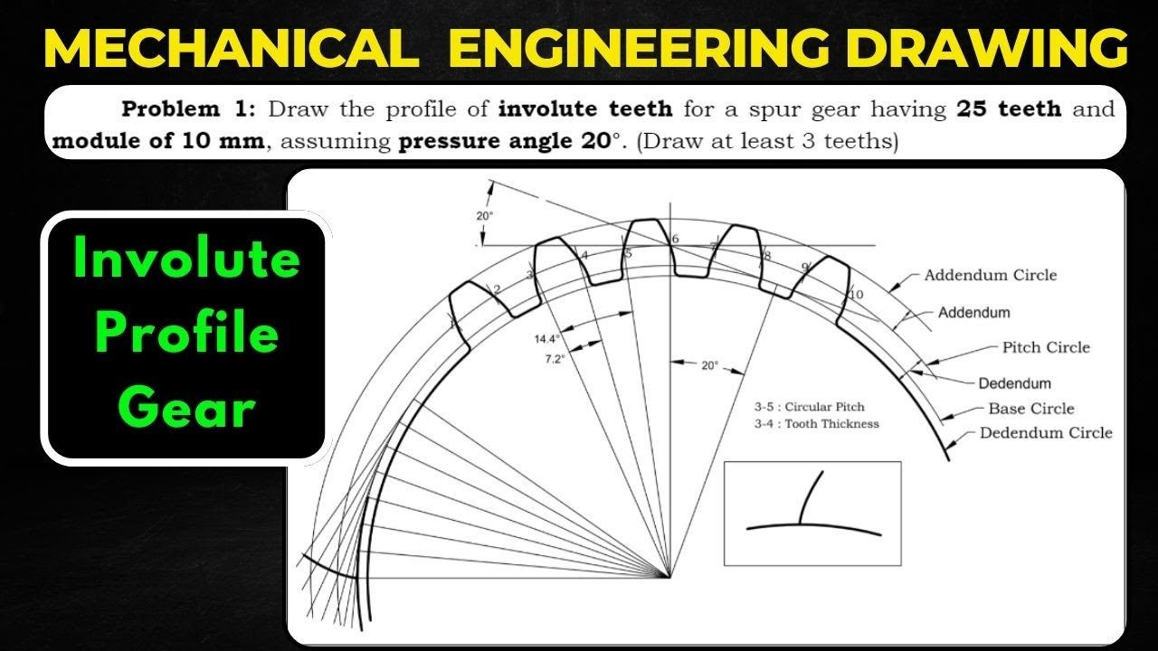 Involute Profile Gear Drawing | ME Drawing | @amadergyantechnical # ...