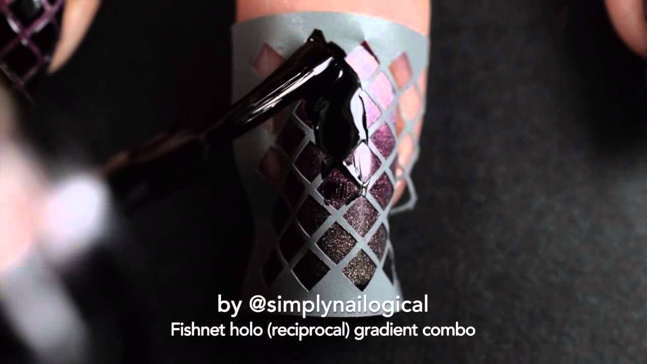 Fishnet and reciprocal gradient nail art - YouTube
