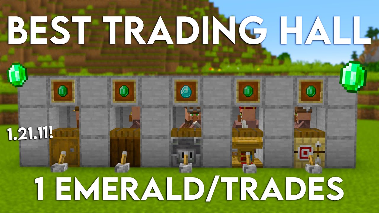 NEW UPDATED MINECRAFT 1.21.11 VILLAGER TRADING HALL TUTORIAL | ALL ...