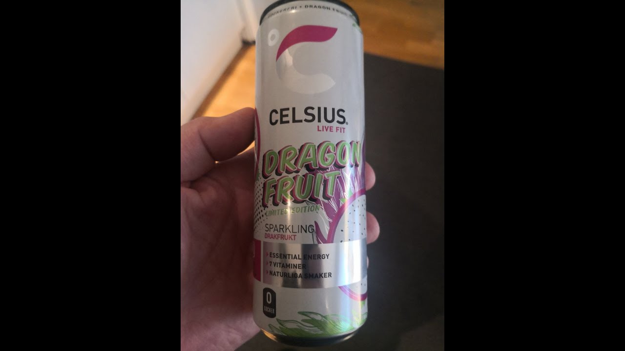 Celsius Live Fit Dragon Fruit Sparkling Drakfrukt - YouTube