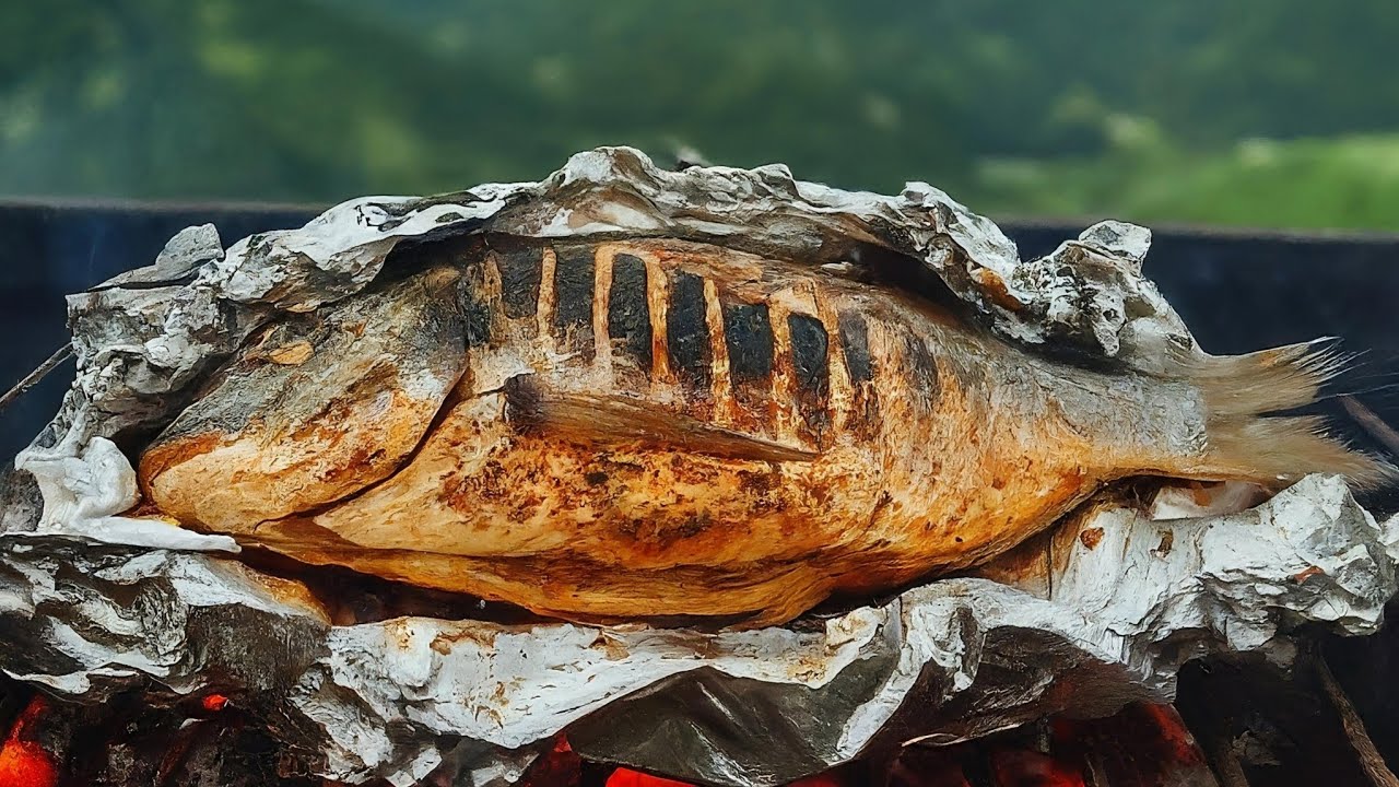 Cooking Big Fish in Wilderness - YouTube