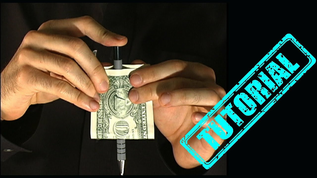 pen through money magic tutorial / how to do pen through note trick (no ...