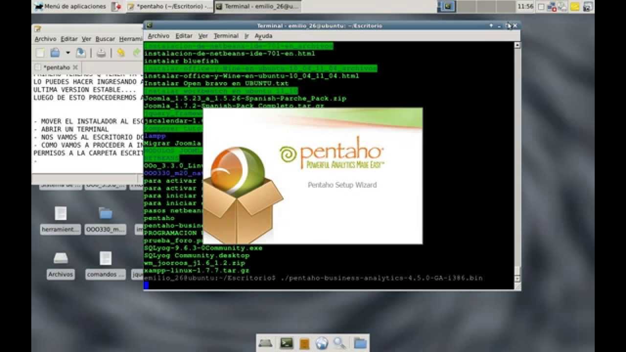 INSTALACION DE PENTAHO EN UBUNTU STUDIO 11.10 LINUX - YouTube