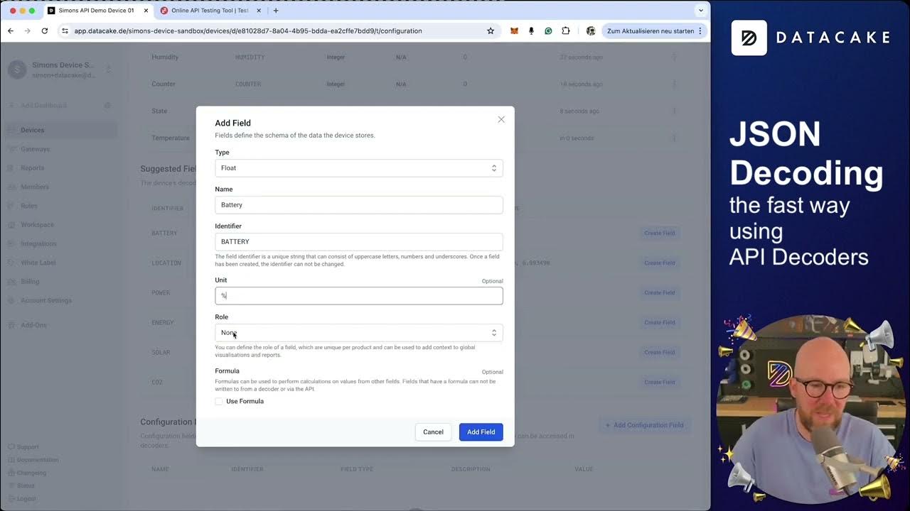 How to decode any JSON data with Datacake IoT Platform and build nice Dashboard for free. - YouTube