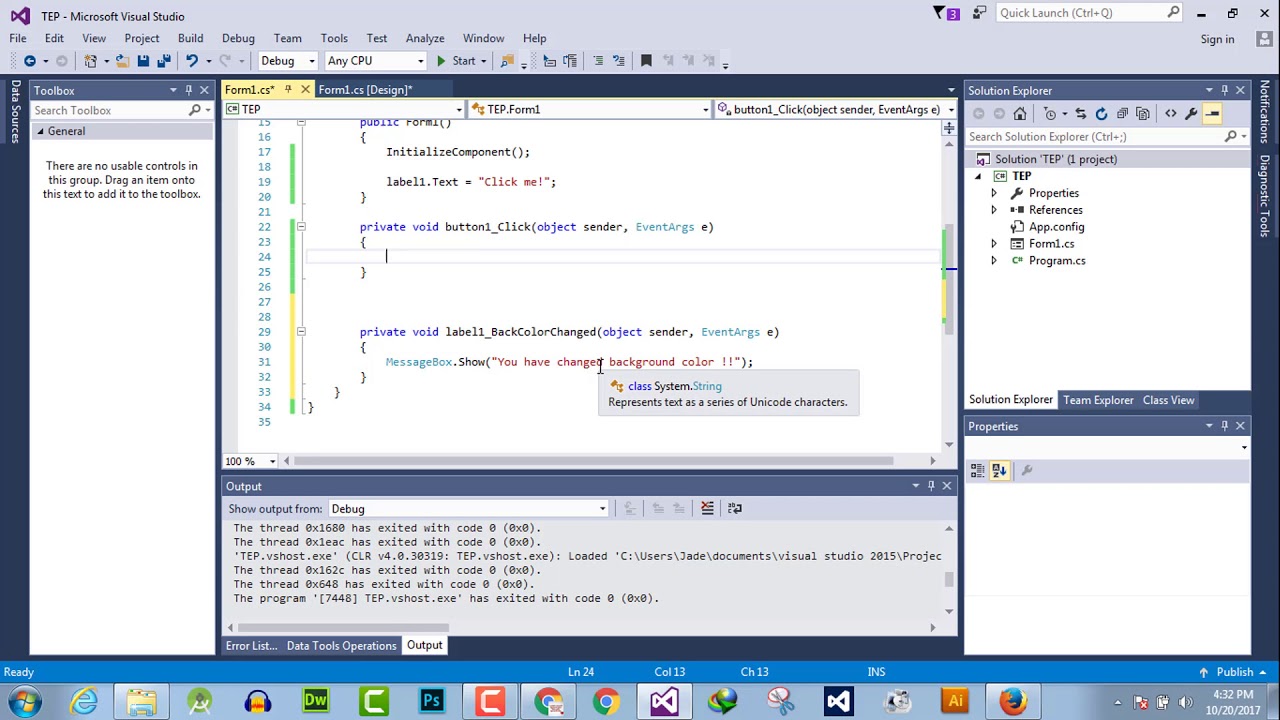 046 - I - C# Label BackColorChanged Event Handlers - YouTube