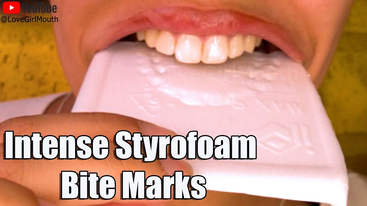 Intense Styrofoam Bite Marks, Crunching Grinding, Dangerous Biting ...