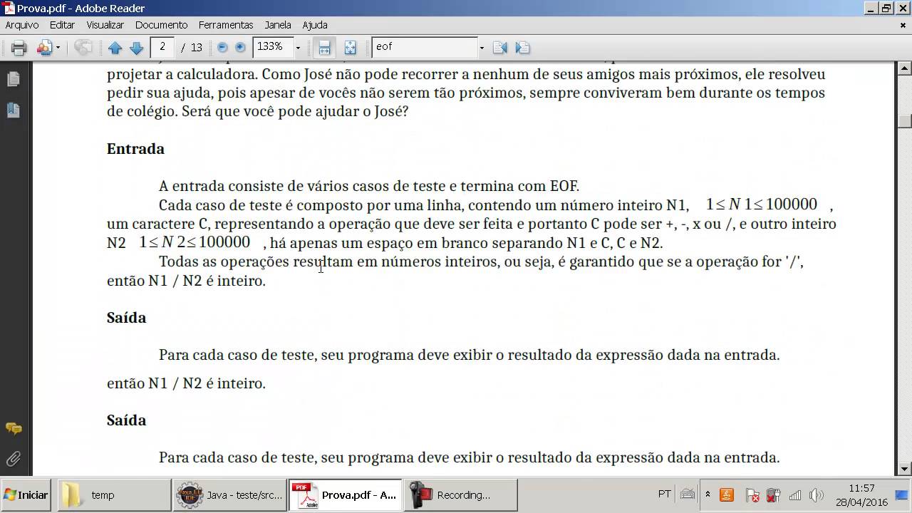 Lendo entrada até fim de arquivo (EOF) em Java (DMP 001) - YouTube