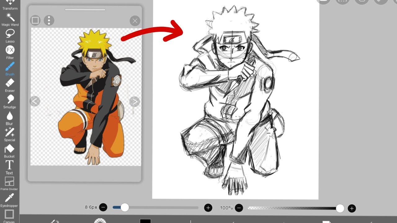 How to sketch Naruto in ibis paint x - YouTube