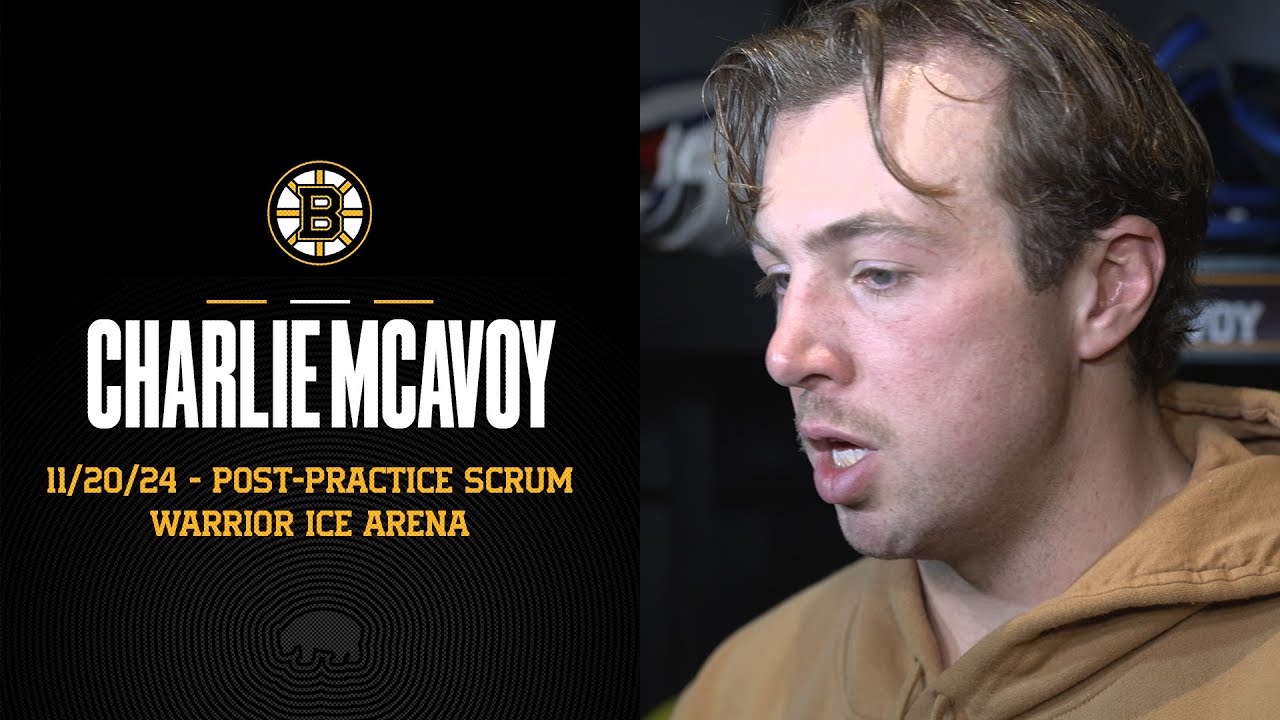 Charlie McAvoy speaks to the media about the Bruins coaching change ...