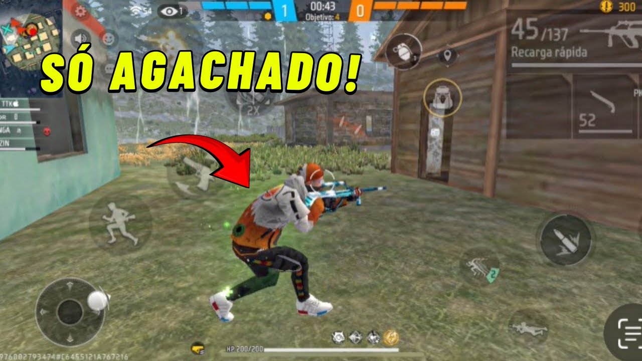 TENTEI VENCER UMA PARTIDA SÓ AGACHADO no Free Fire (desafio insano ...