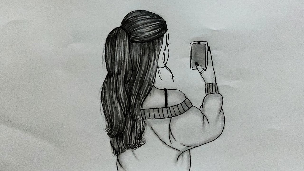 How to draw a Girl Taking selfie || Pencil sketch for beginner || Girl ...