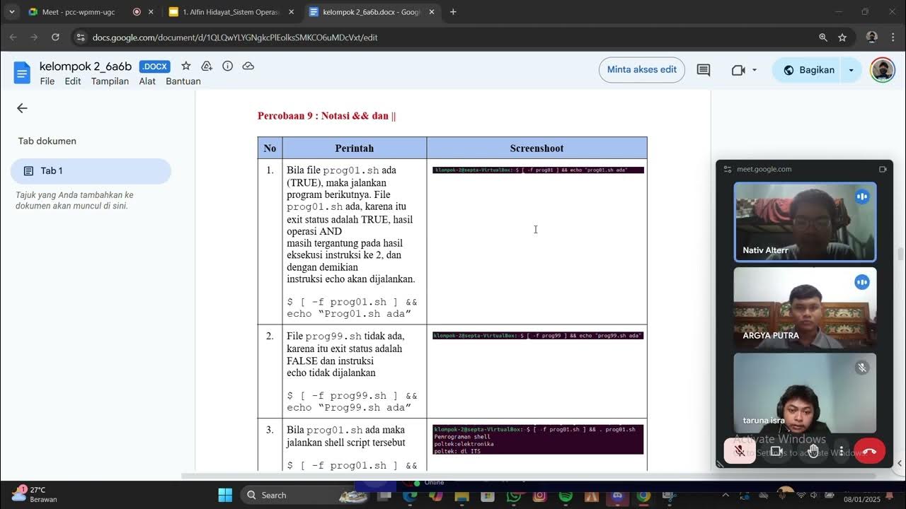 PRESENTASI PRAKTIKUM 6A-6B Pemrograman Shell KELOMPOK 2 - YouTube