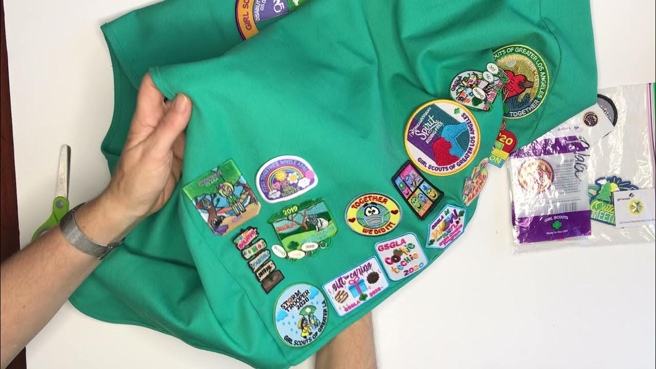 How to sew on a Girl Scout patch or badge—longer version - YouTube