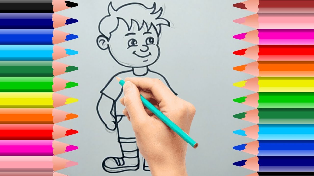 Easy drawing of small boy step by step. boy drawing and colouring by ...