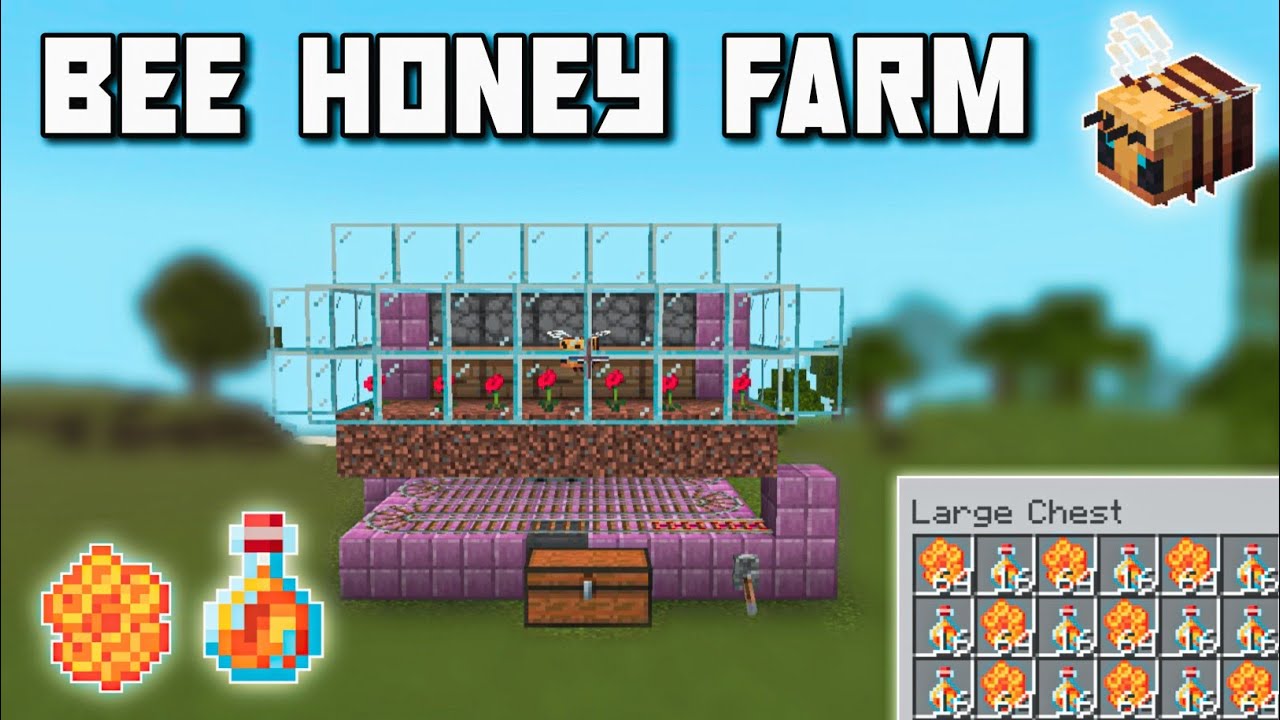 Automatic Bee Honey Farm In Minecraft PE/Bedrock 1.19 | Honeycomb Farm ...