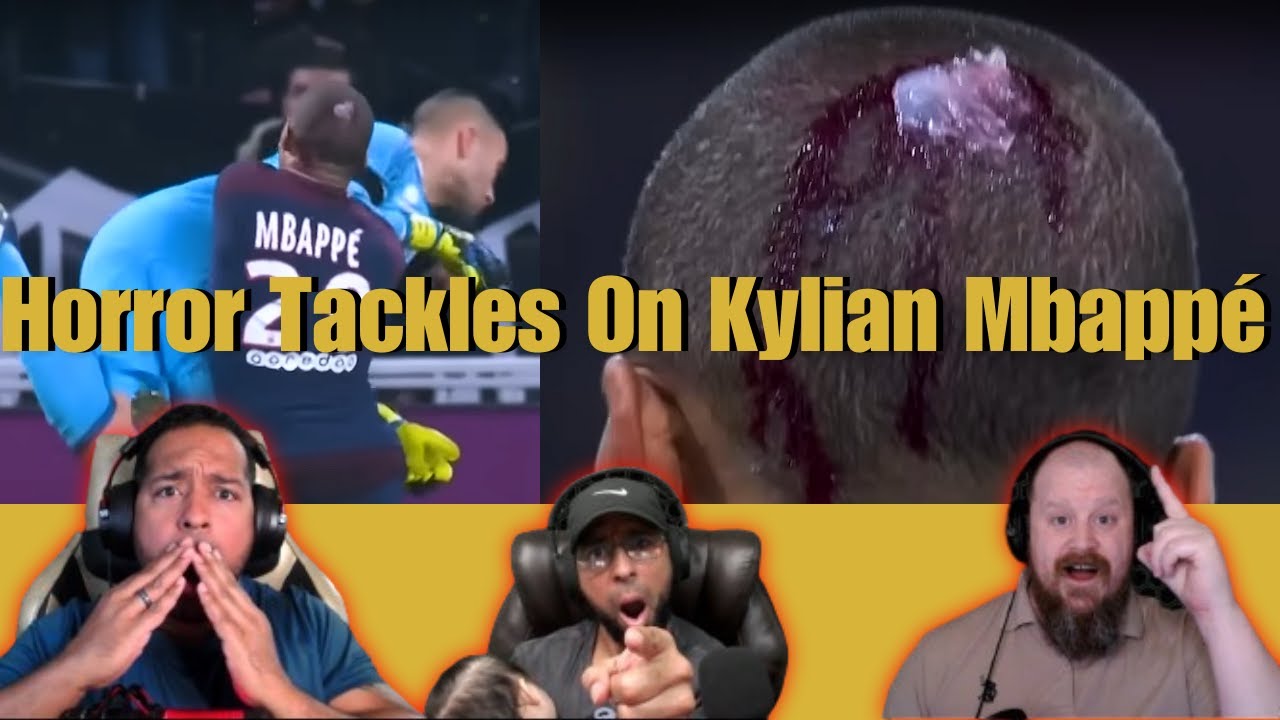 Americans React To - 10 Horror Tackles On Kylian Mbappé - YouTube