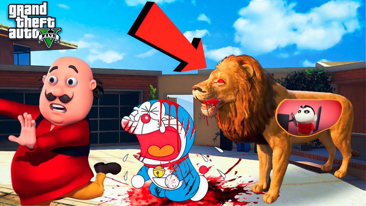 GTAV : Lion Attack Doraemon and Shinchan - Avengers Saved Sinchan ...