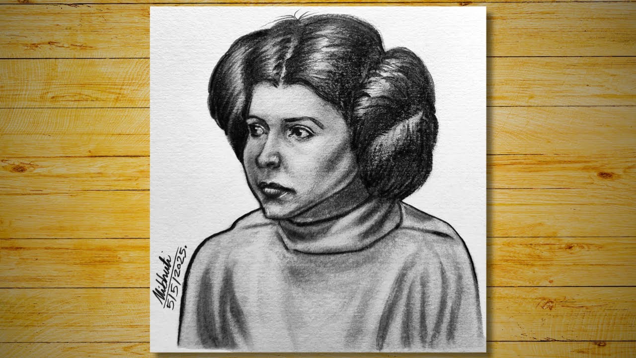 How To Draw Princess Leia | Graphite Pencil ️ Drawing Sketch | Easy ...