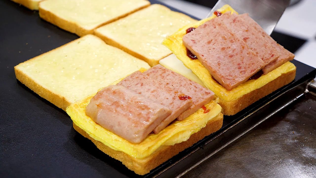 Spam Mozzarella Cheese Toast - Korean Street Food - YouTube