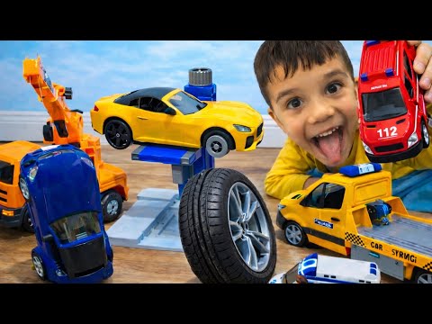 🔴 Oyuncak Arabalar Kaza Yaptı! 🚗💥 Sürpriz Kutudan Bruder Çekici ve Tamirhane Seti Çıktı