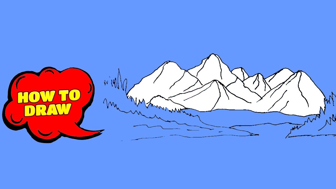 How to draw Mountains | Mountain drawing easy | Easy drawing tutorials ...