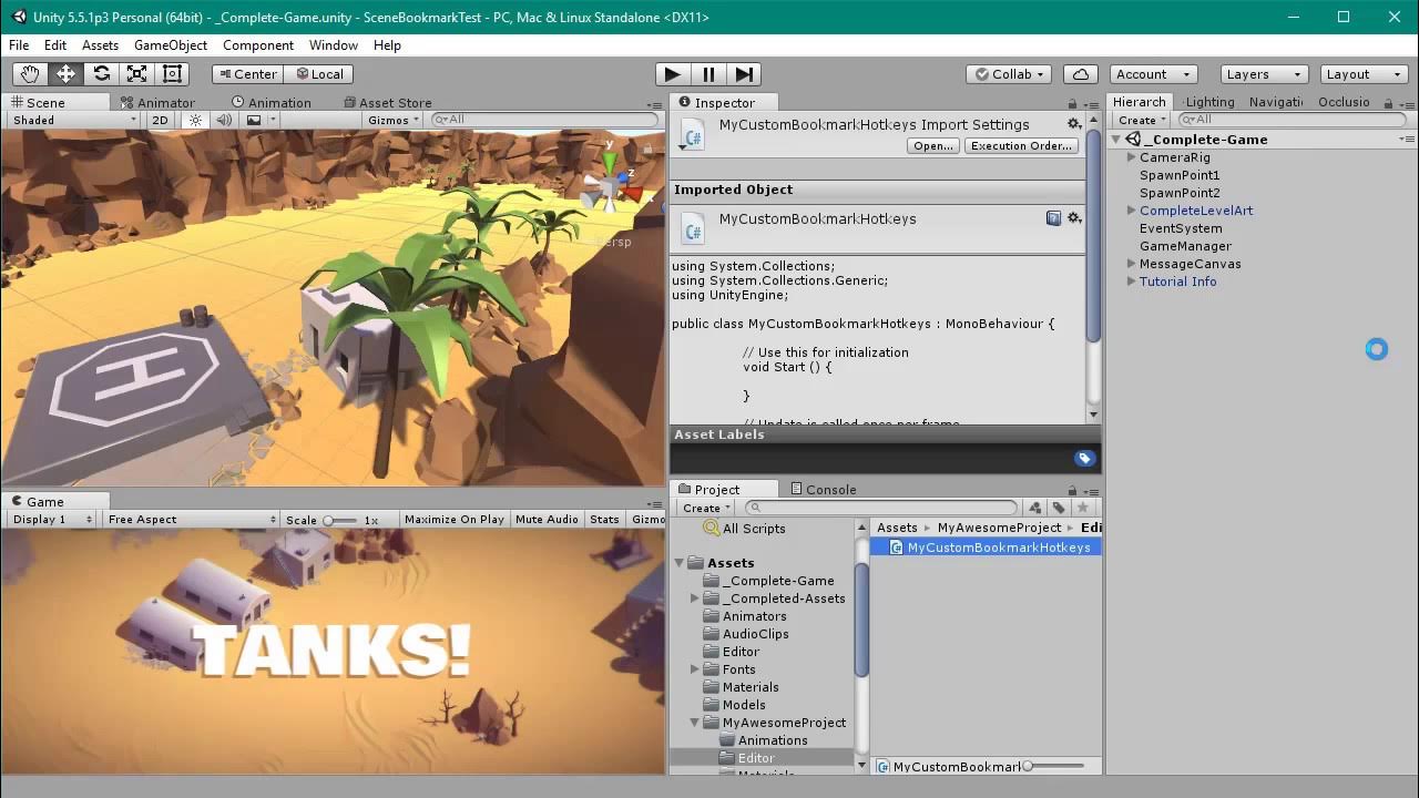 Unity scene bookmark asset: Custom hotkeys - YouTube