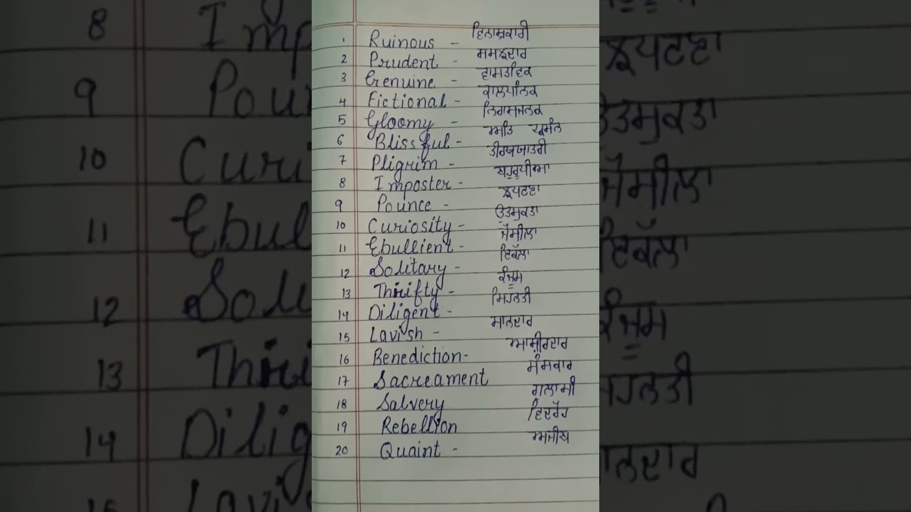 Vocabulary Words And Its Meaning In Punjabi YouTube Vocabulary Words And Its Meaning In Punjabi YouTube