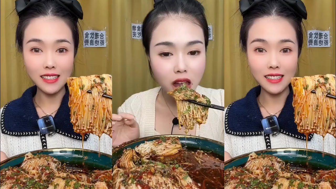CHINESE MUKBANG SPICY FOOD (ENOKI MUSHROOM)@Xiaoxuan Mukbang EATING ...