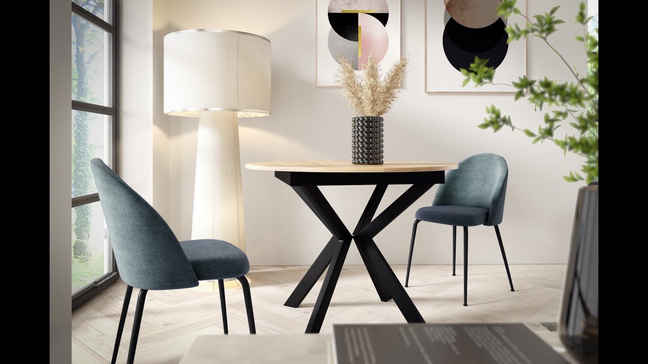 Runt matbord med iläggsskiva NELL | Round dining table NELL assembly ...