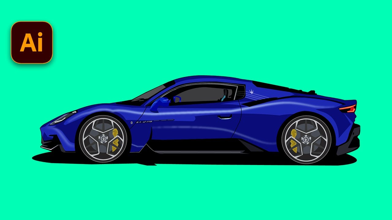 Maserati MC20 Adobe Illustrator Drawing Car l Tutorial Speed Art - YouTube