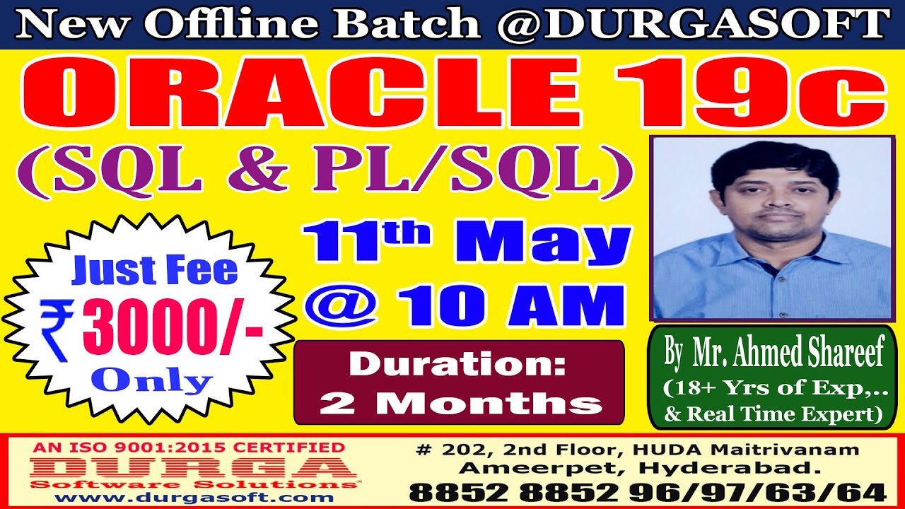 ORACLE 19c Offline Training @ DURGASOFT - YouTube