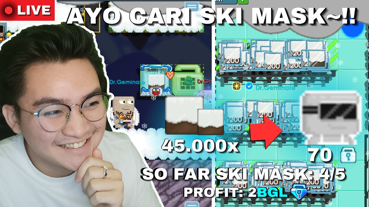 AYO HUNTING SKI MASK!! BREAK 45.000 SNOW BLOCK!! | Growtopia Live - YouTube