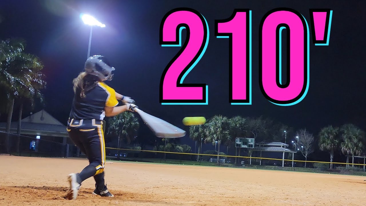 11-Year-Old Blasting Softballs 210+ Feet. Over the Fence Home Run on ...