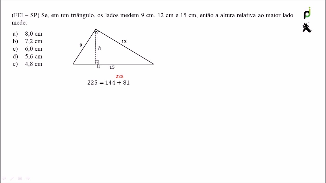 QuestÃo Fei RelaÇÕes MÉtricas No TriÂngulo RetÂngulo Youtube