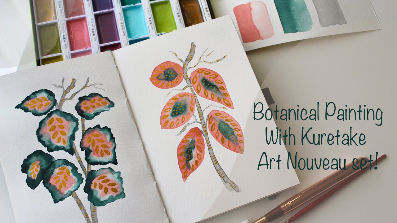 Botanical Painting With Kuretake Art Nouveau Set - YouTube