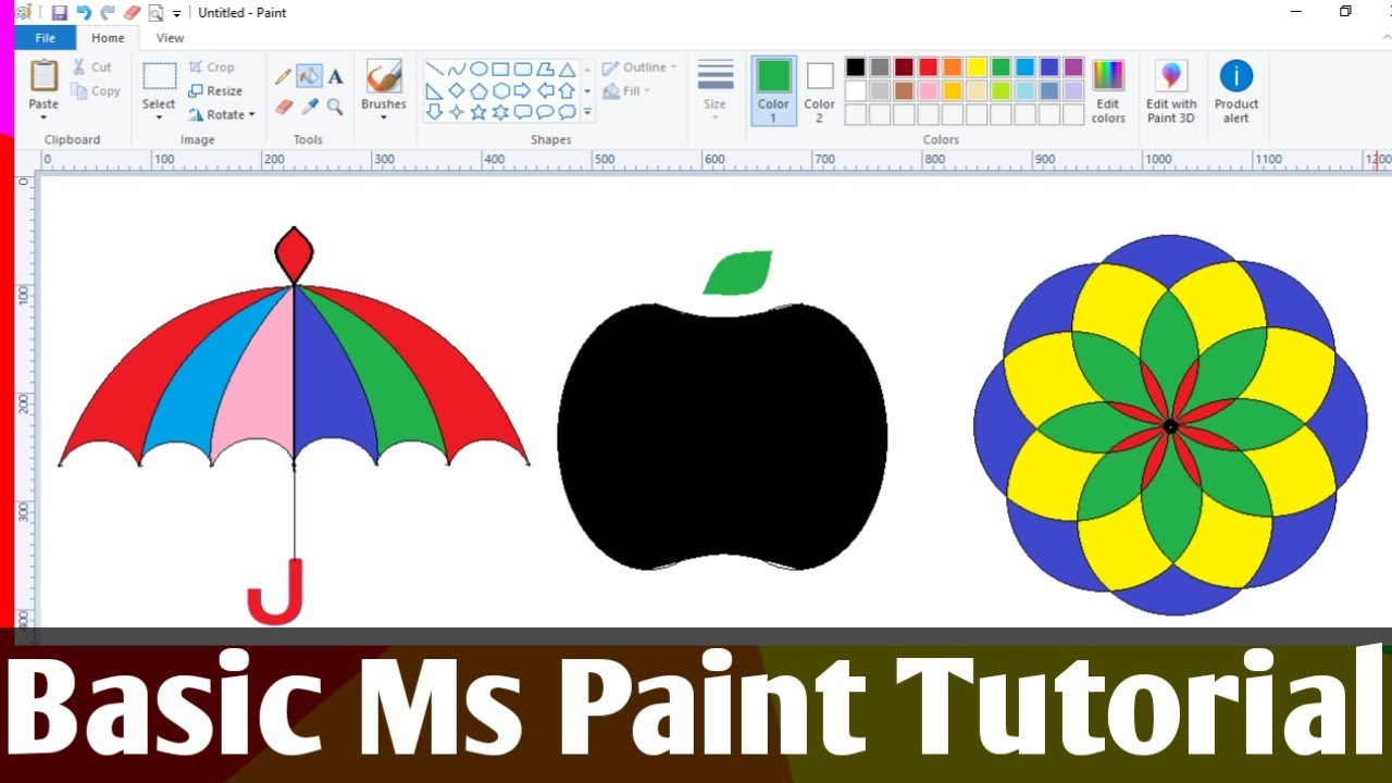 Basic Ms Paint Tutorial for beginners level mspainttutorial # ...