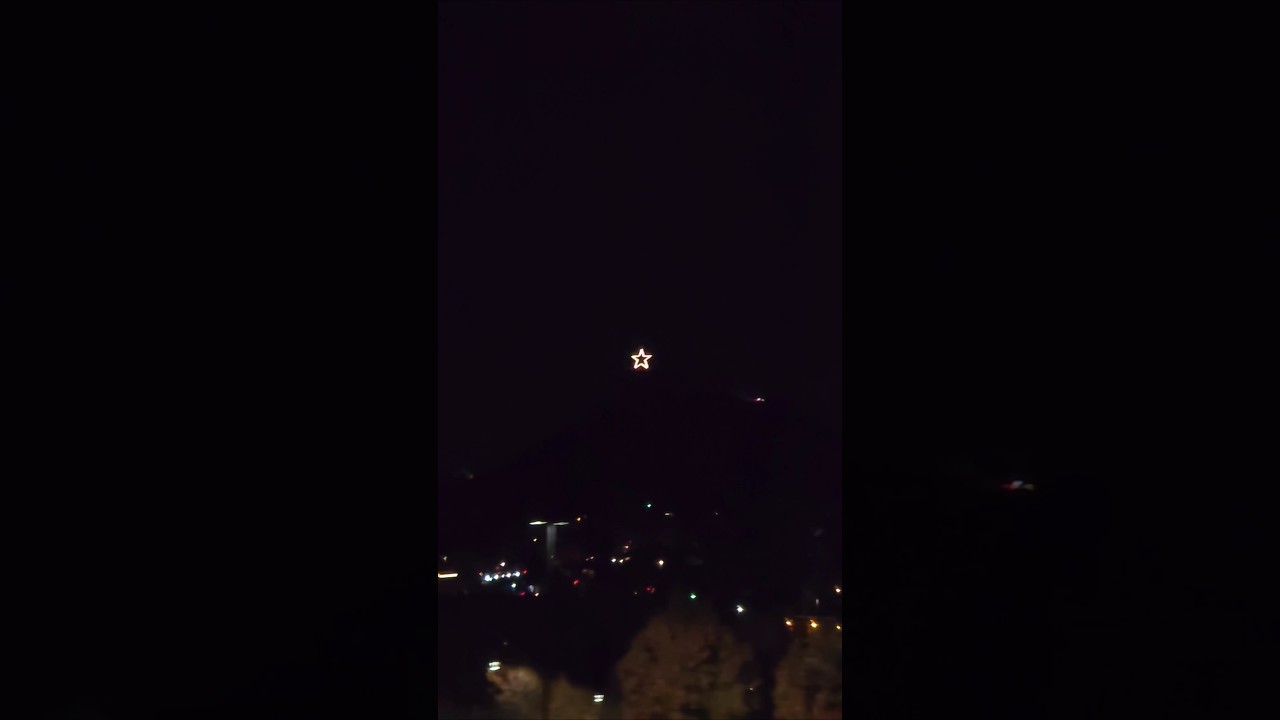 Castle Rock star lighting on top of mountain!!! - YouTube