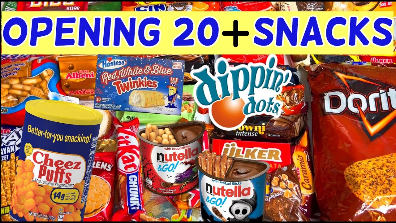 I Had Fun Opening 20 + Snacks 🍩 Choose Which Snacks Are Healthy 🍒 And ...