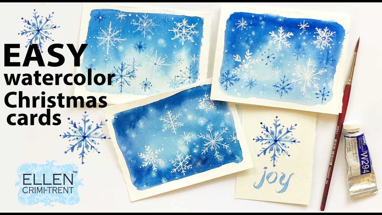 EASY Watercolor Christmas Cards- Snowflakes! - YouTube
