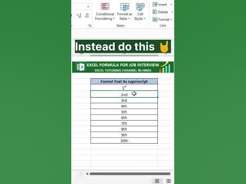 Format text as superscript | Excel tutoring | Excel for fresher | Excel hacks | excel tips and ...