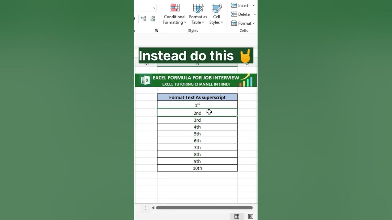 Format text as superscript | Excel tutoring | Excel for fresher | Excel hacks | excel tips and ...