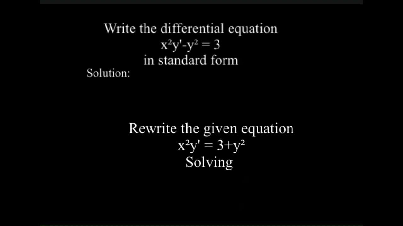 Standard form of a differential equation || standard form || differential equations #ode # ...