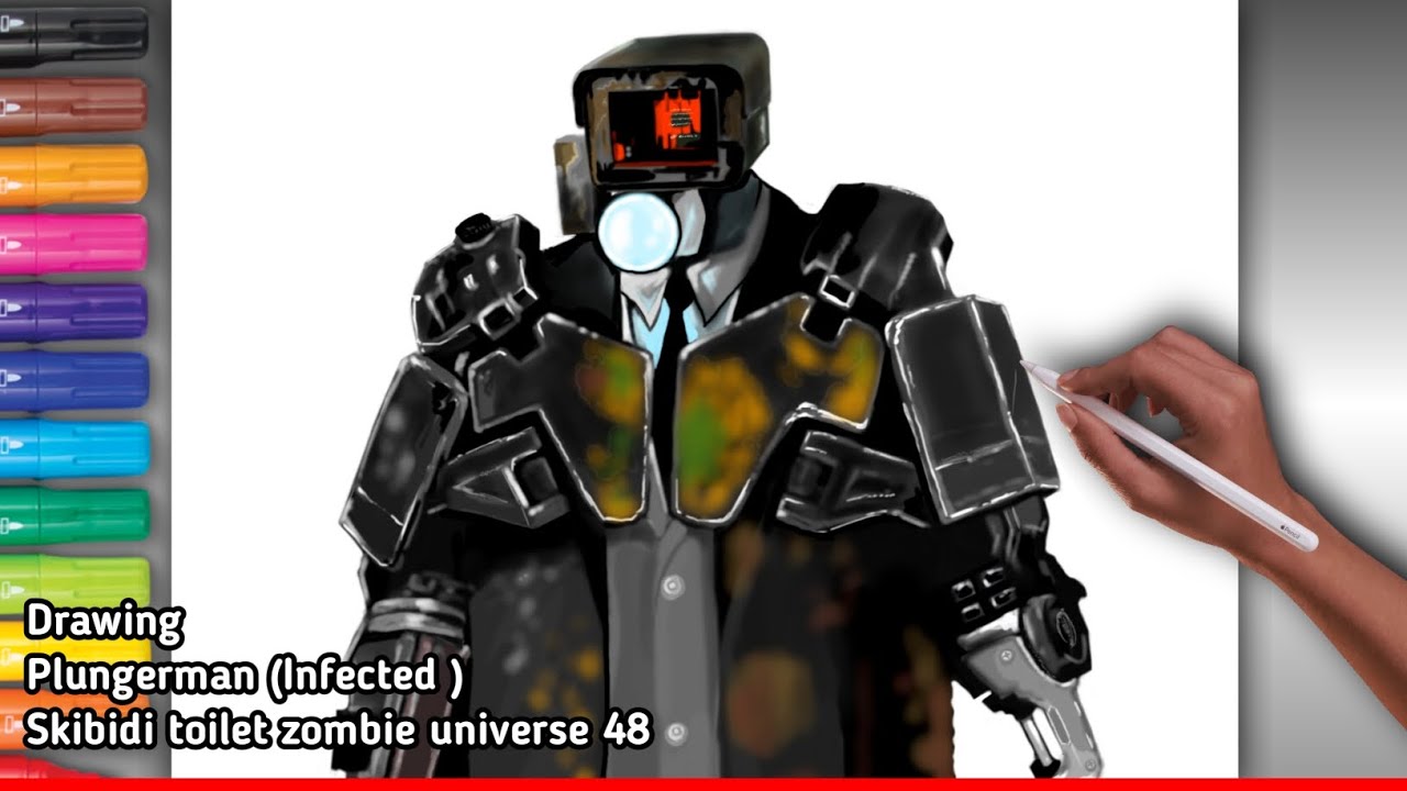 How to draw Plungerman ( infected ) in skibidi toilet zombie universe ...