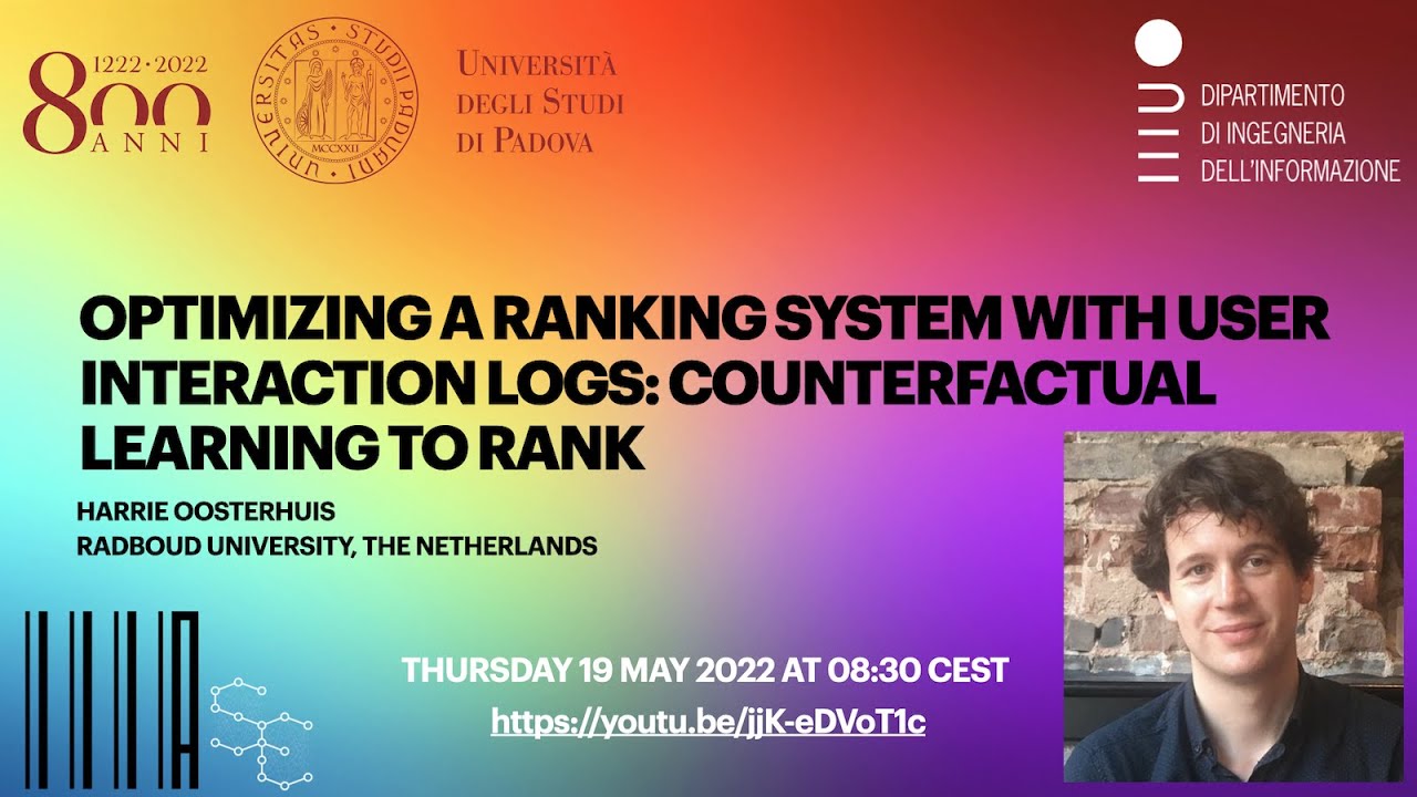 Optimizing a Ranking System with User Interaction Logs: Counterfactual Learning to Rank - YouTube