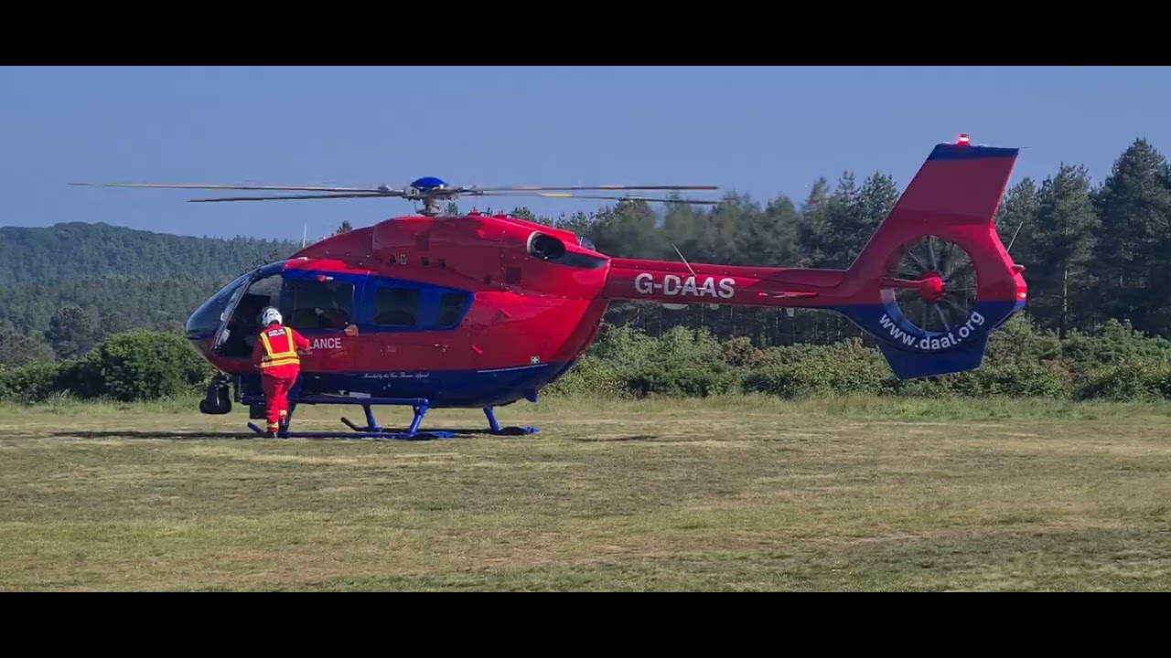 Devon air ambulance G-DAAS lifting to refuel at Exeter To get patient ...