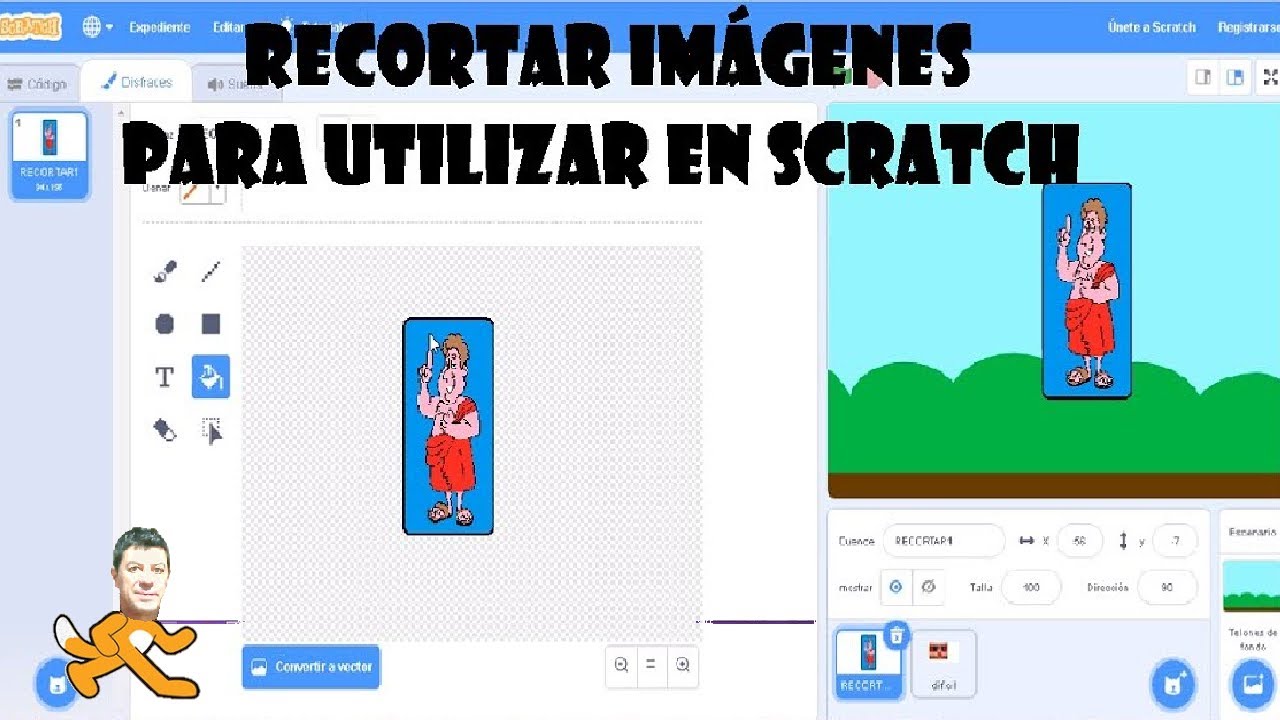 Recortar Imágenes para utilizarlas como Objetos en Scratch - YouTube