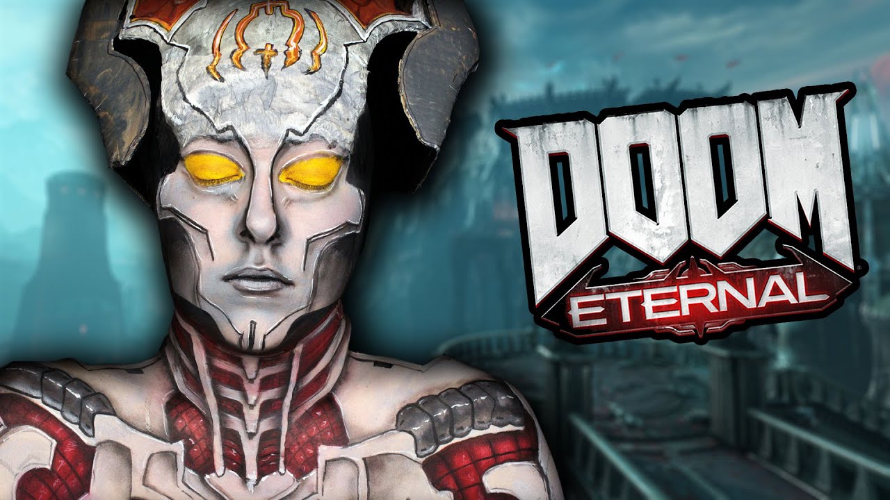 KHAN MAYKR (DOOM ETERNAL): Face and body painting makeup tutorial - YouTube