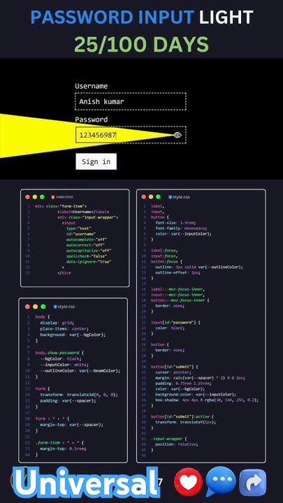 password input light sign in 25/100 days #signin #webdesign #webdevelopment #apnikaksha # ...